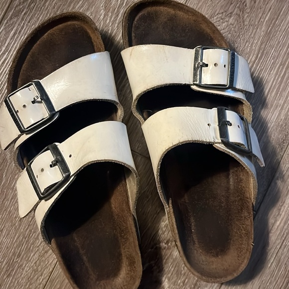 Birkenstock | Shoes | Birkenstock White Slide Sandals 3 | Poshmark